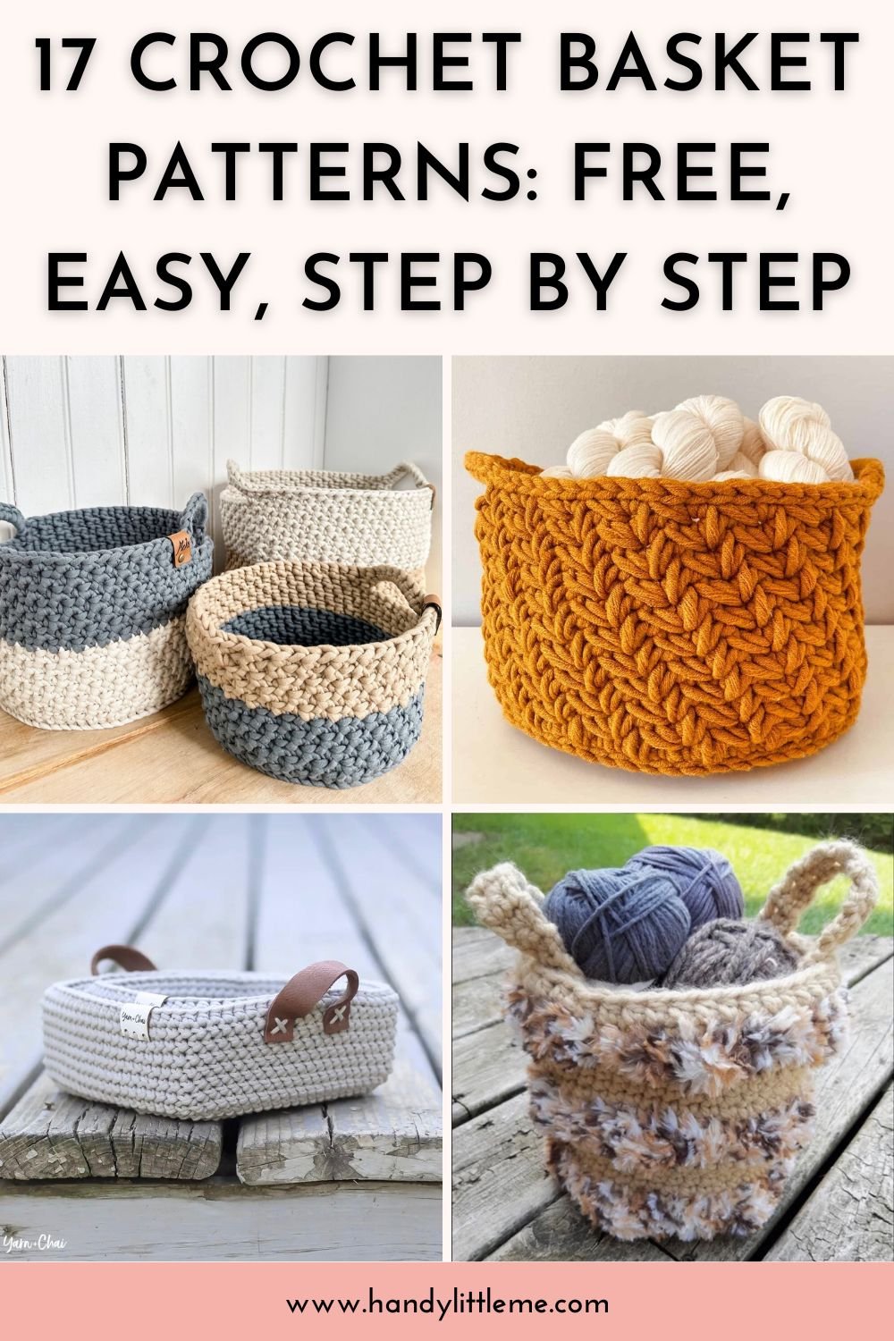 17 Crochet Basket Patterns: Free, Easy, Step By Step - Handy Little Me