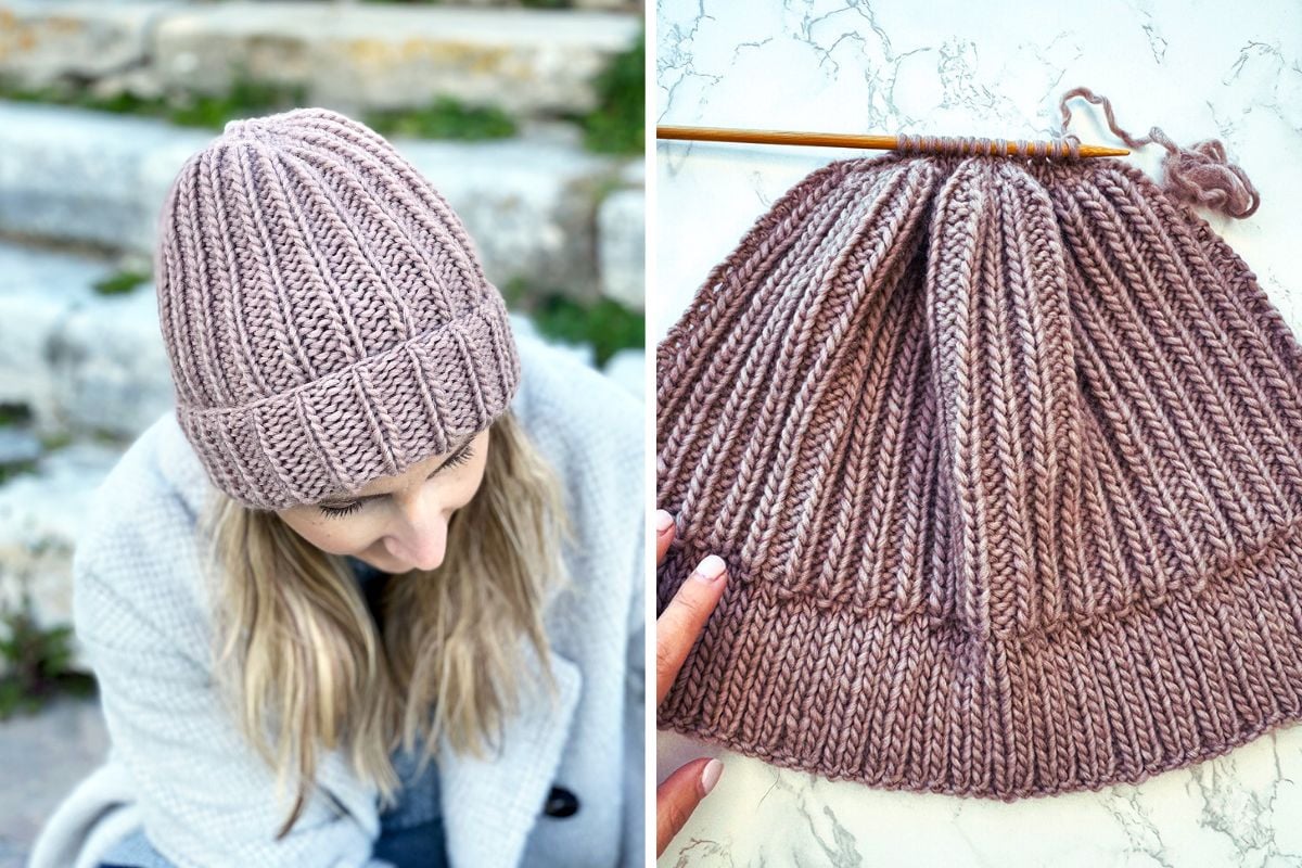 How To Knit A Hat On Straight Needles (Free Pattern + Video) - Handy ...