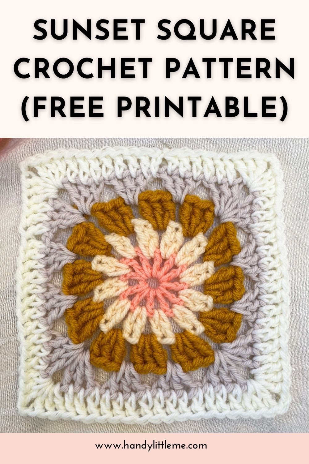 Sunset Square (Stashbuster Granny Square Pattern + Free Printable) - Handy Little Me