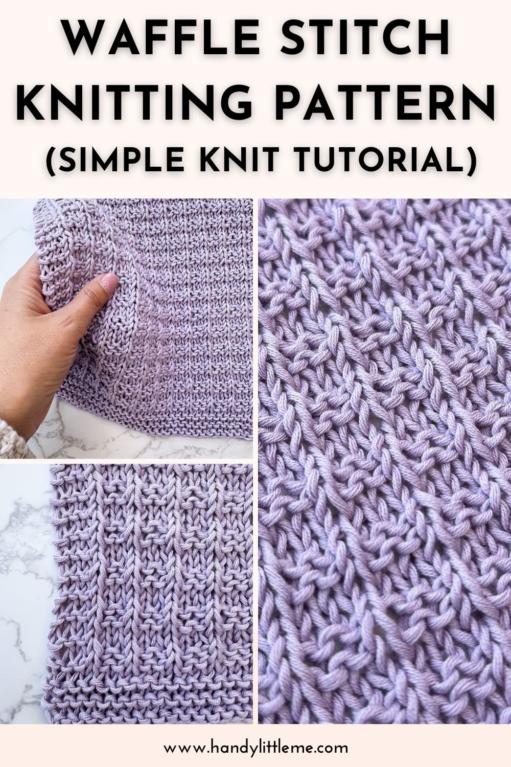Waffle Stitch Knitting Pattern (Simple Knit Tutorial) - Handy Little Me