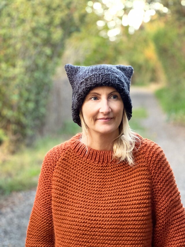 Knitted Cat Hat - Free Knitting Pattern - Handy Little Me