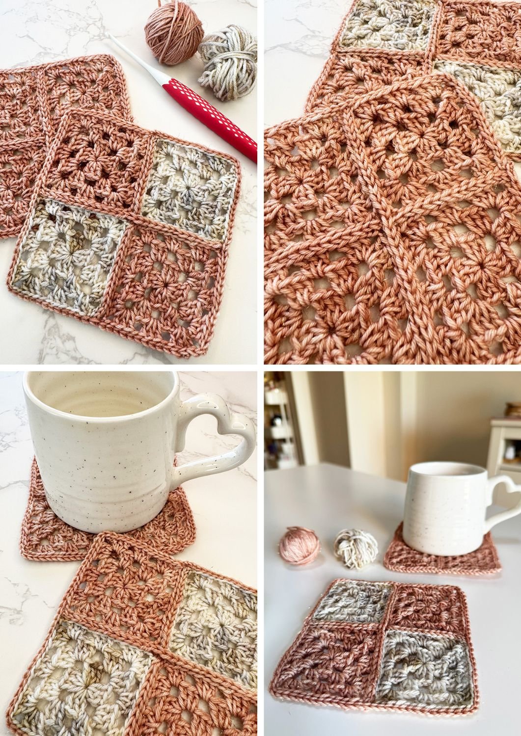 Crochet Granny Square Coaster Pattern (Free Printable) - Handy Little Me