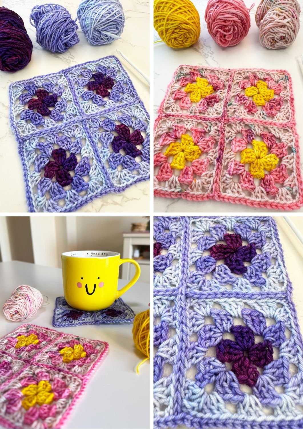 Crochet Granny Square Coaster Pattern (Free Printable) - Handy Little Me